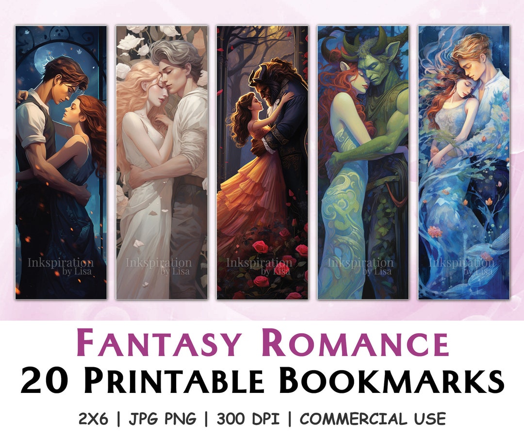 20 Fantasy Romance Printable Bookmarks Set Digital Download - Etsy
