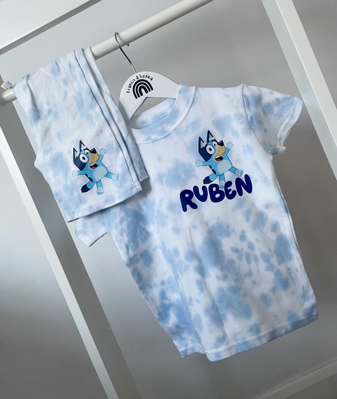 Bluey Tie Dye Personalised Short and T Shirt Set for Kids and Toddlers ...