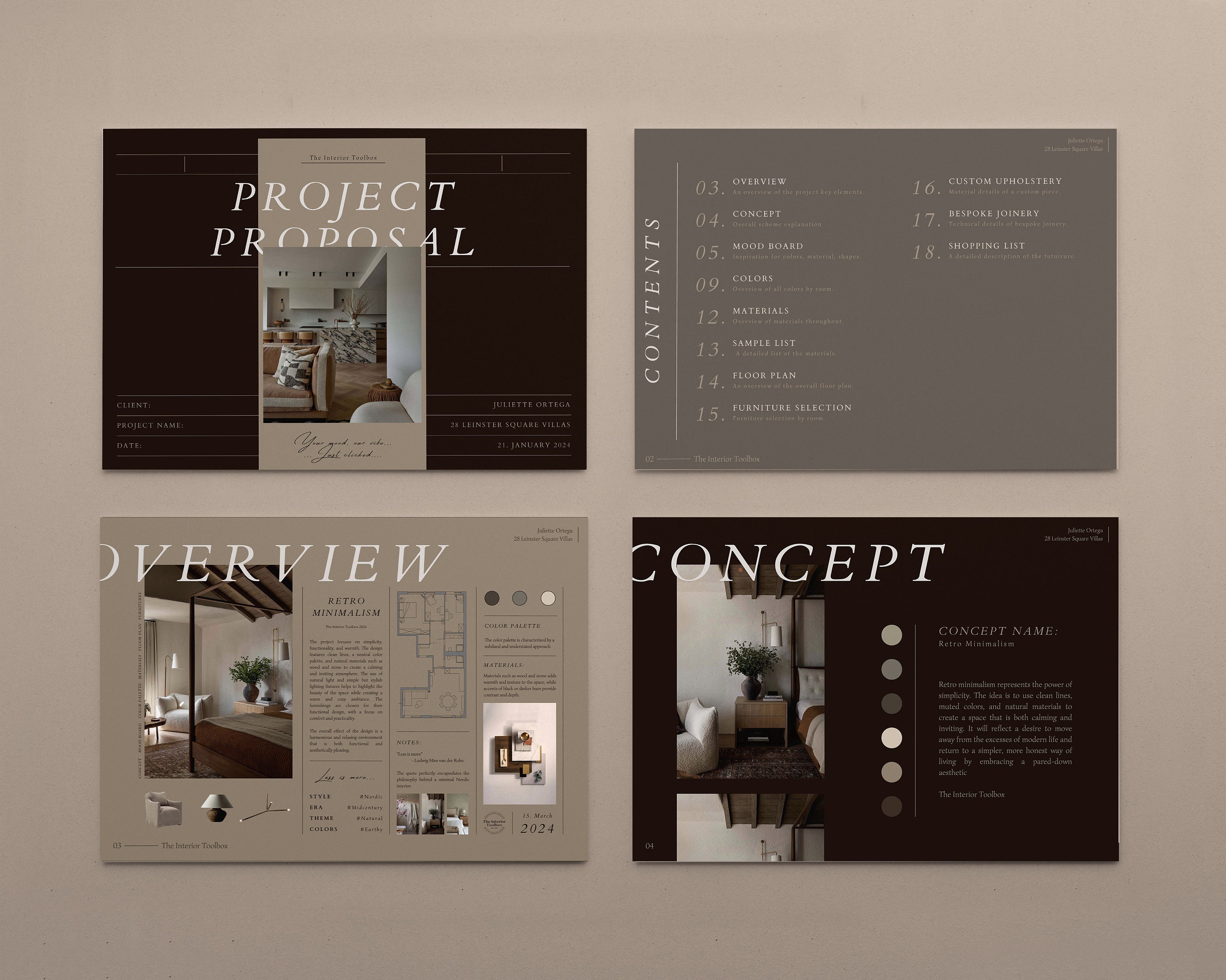 Interior Design Project Proposal & Mood Board Canva Template ...