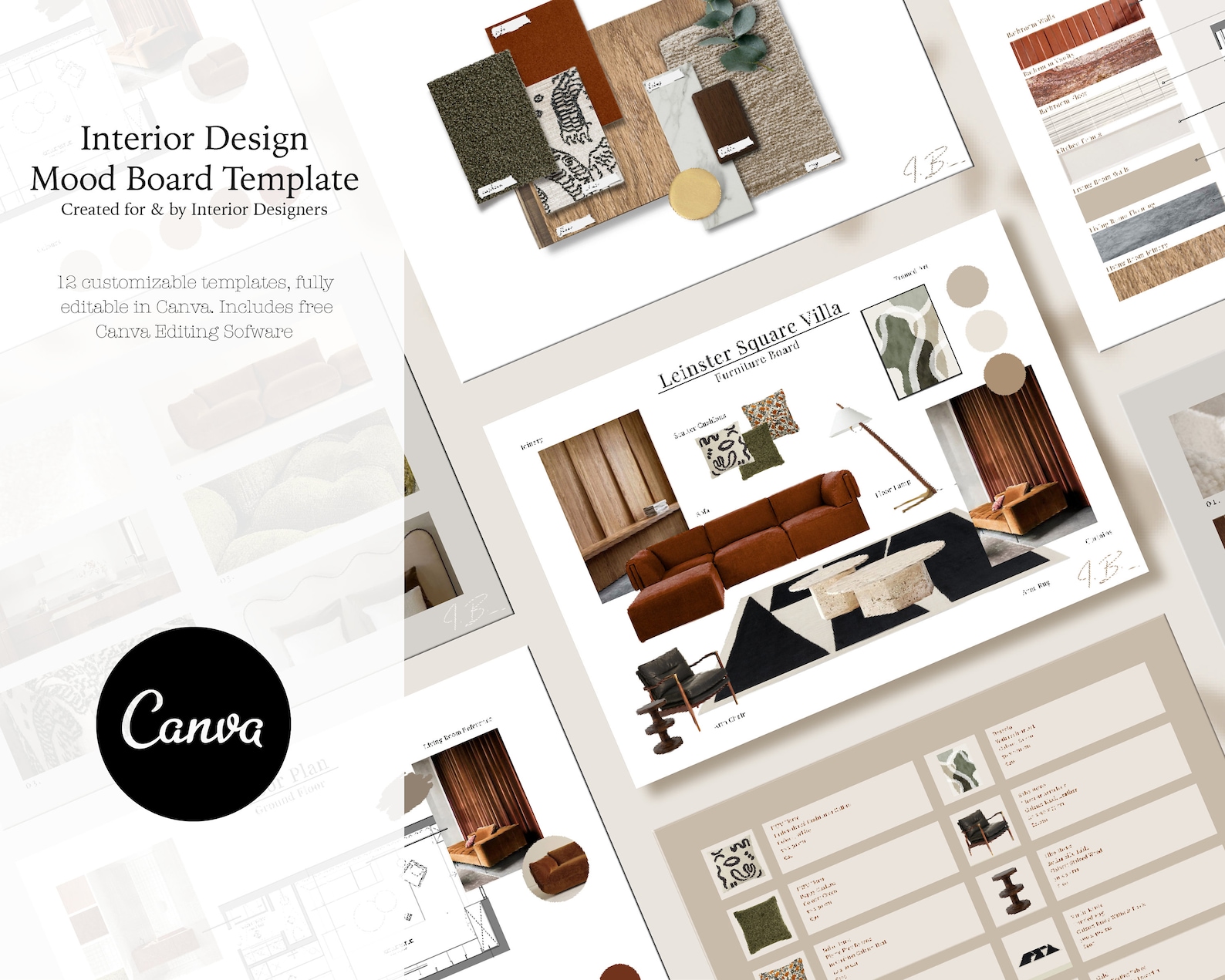 Interior Design Mood Board Canva Template - Etsy