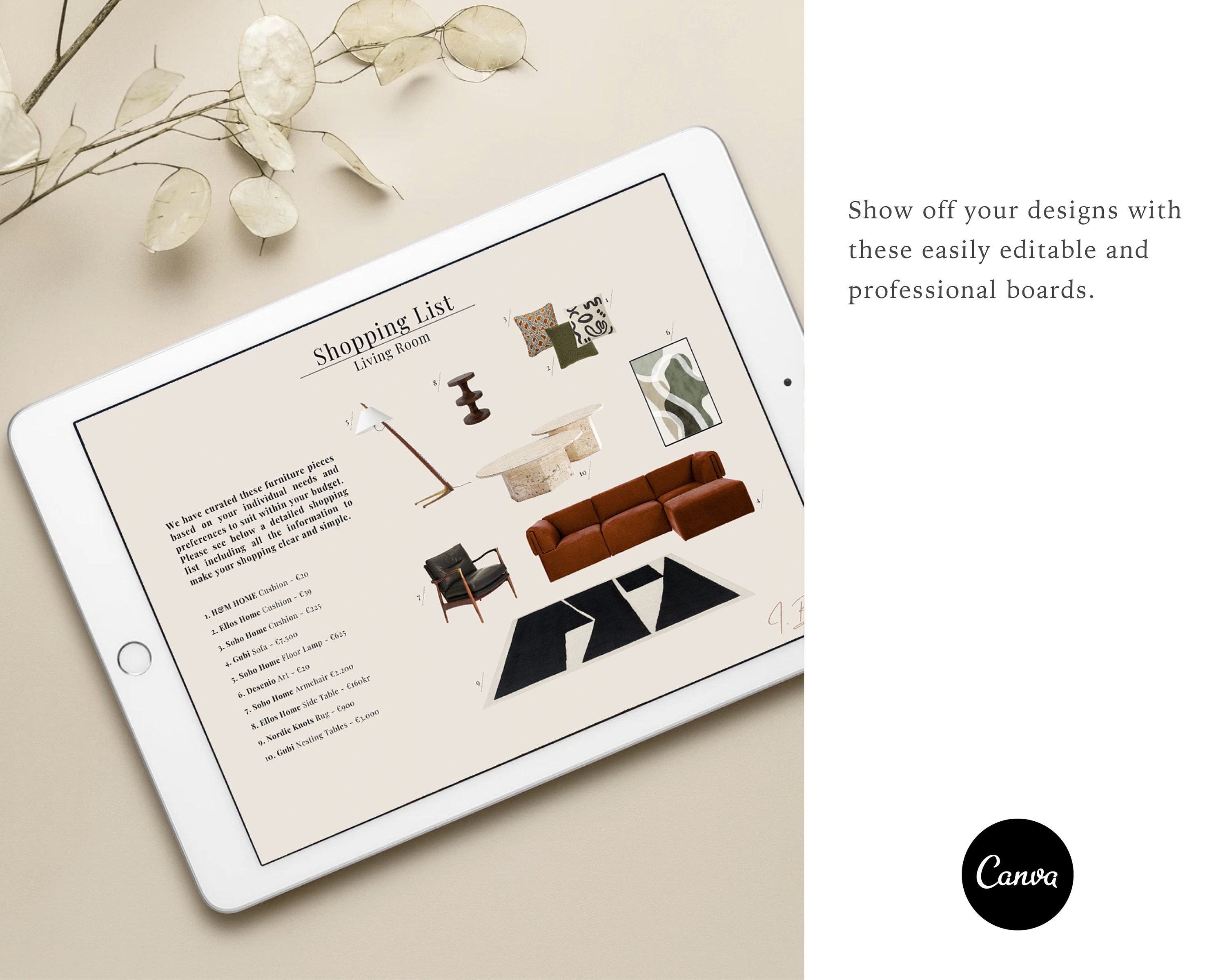 Interior Design Mood Board Canva Template - Etsy UK