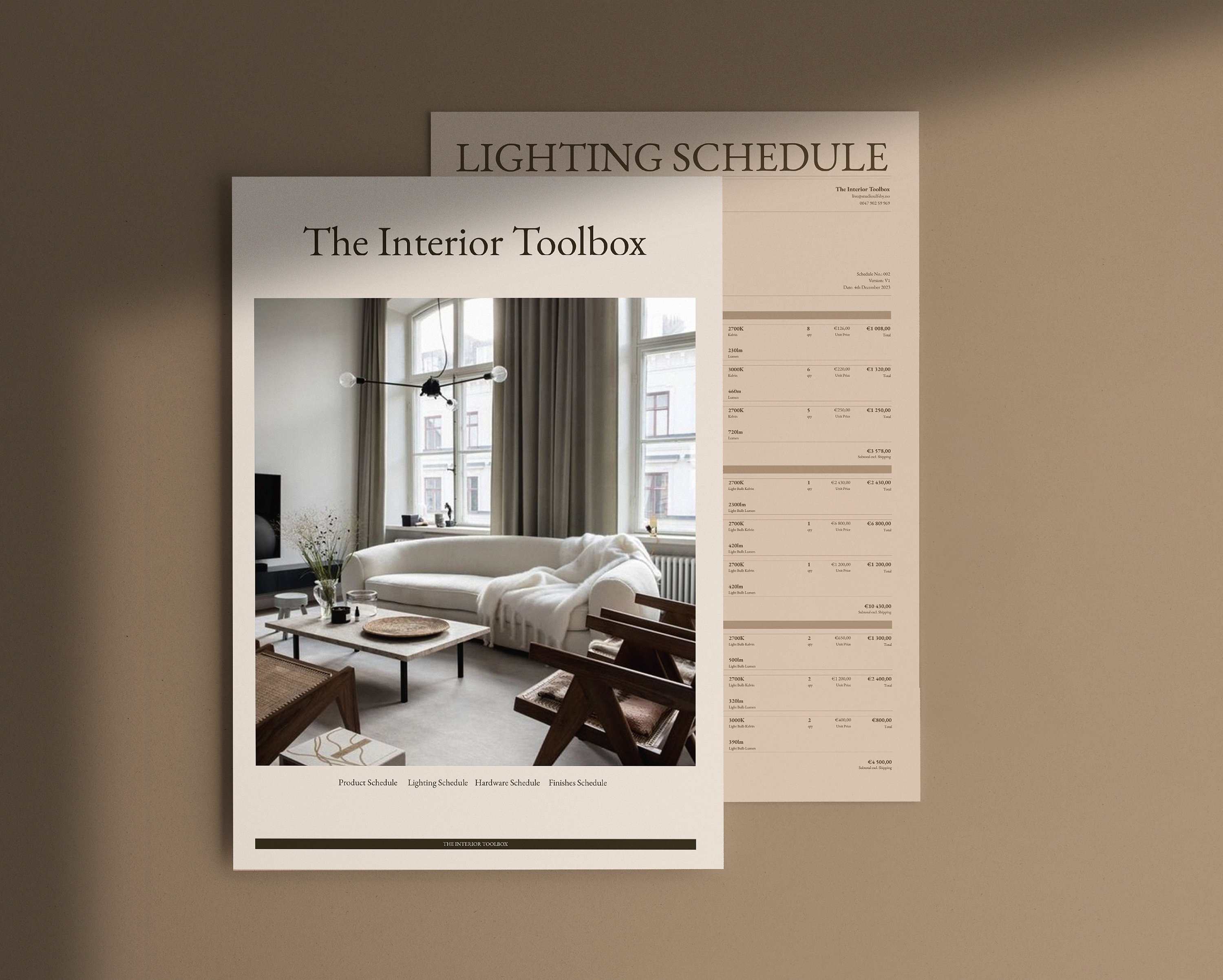 Interior Design Canva, Google Sheets & Excel FFE Schedule: Product Template , Finishes Schedule ...