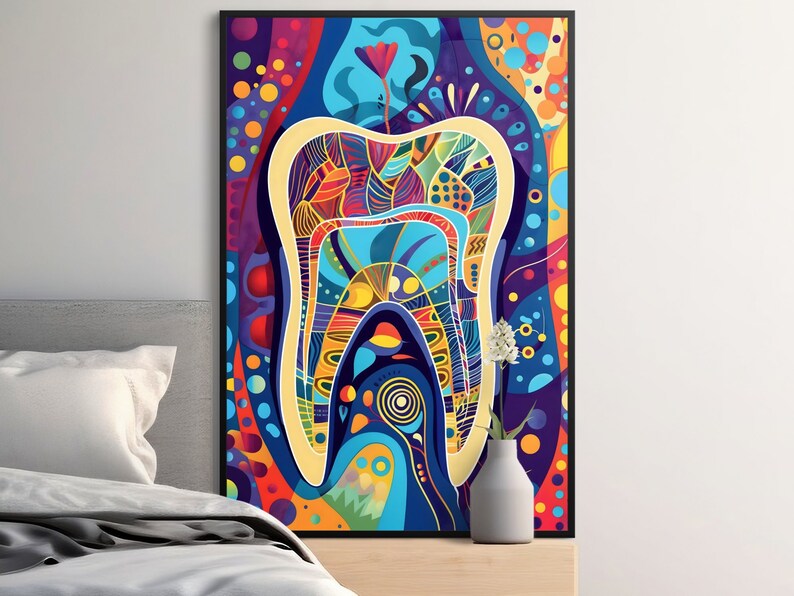 Dental Wall Art for Dental Office Wall Decor for Dentist Gift Colorful ...