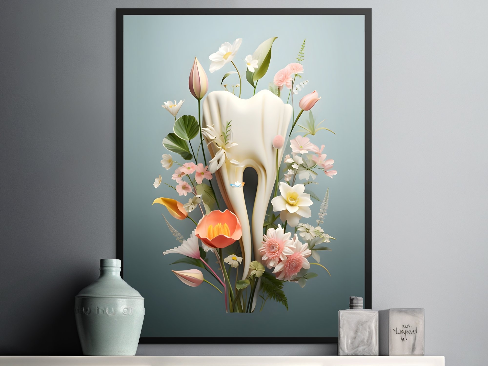 Dental Wall Art for Dental Office Wall Decor for Dentist Gift Floral ...