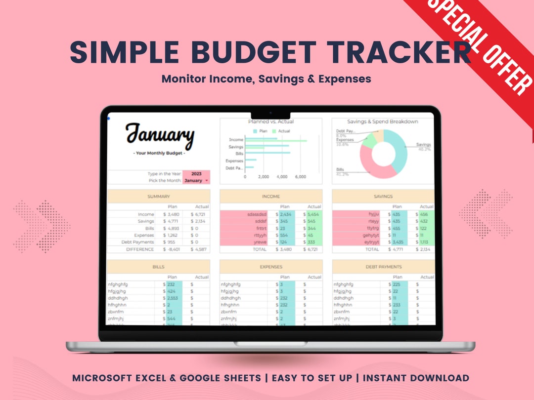 Monthly Budget Spreadsheet Pastel Dreams Palette Simple Annual Budget ...