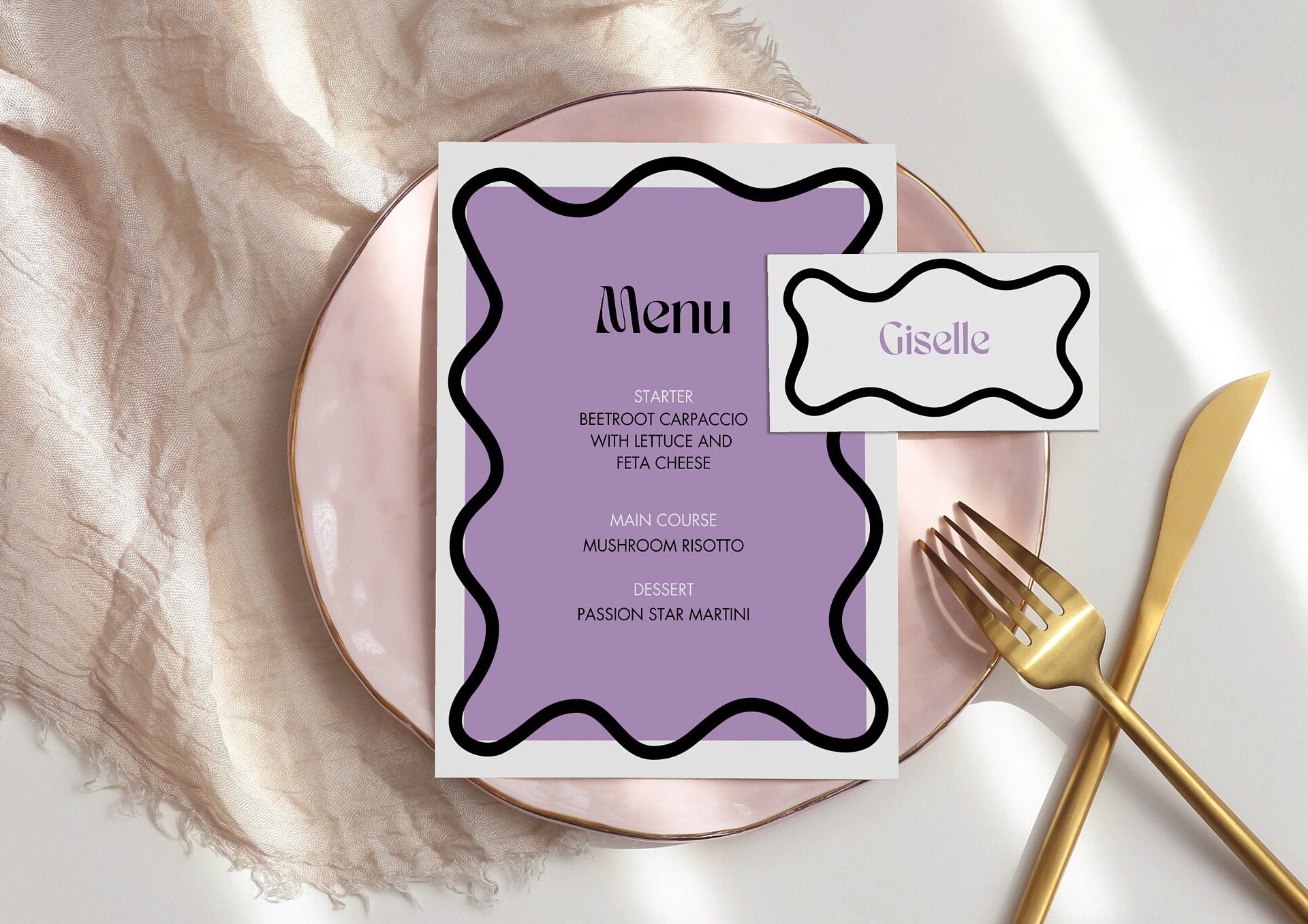 Wavy Menu | Adjustable Template - Etsy