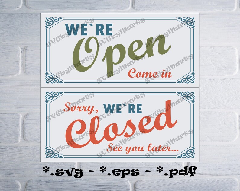 Open Sign Svg, Open Closed Sign Svg, Business Shop Cafe, Svg - Eps ...