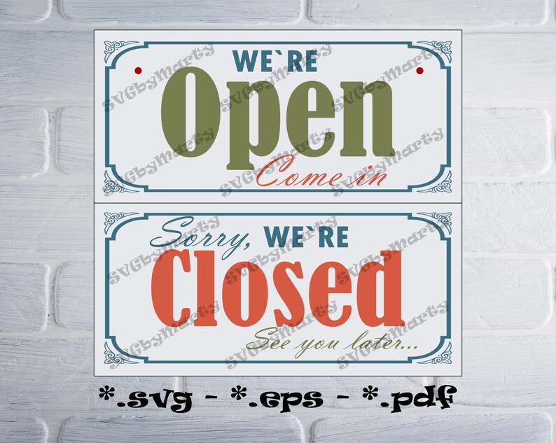 Open Sign Svg, Open Closed Sign Svg, Business Shop Cafe, Svg - Eps ...