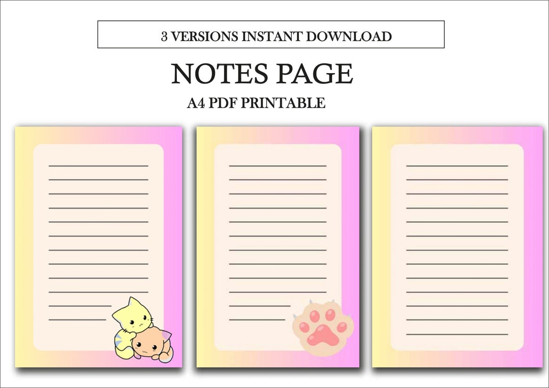 Notepad Notes Page Printable Lined Notes Template Note - Etsy Australia