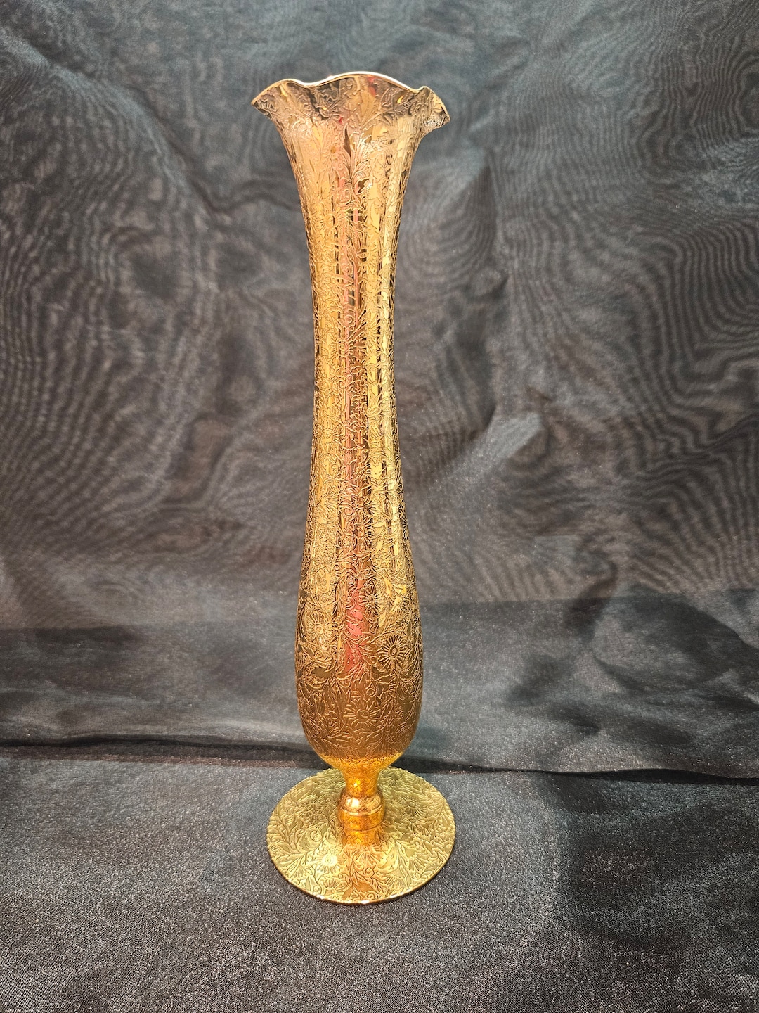 Gold Covered Etched Glass Bud Vase - Etsy