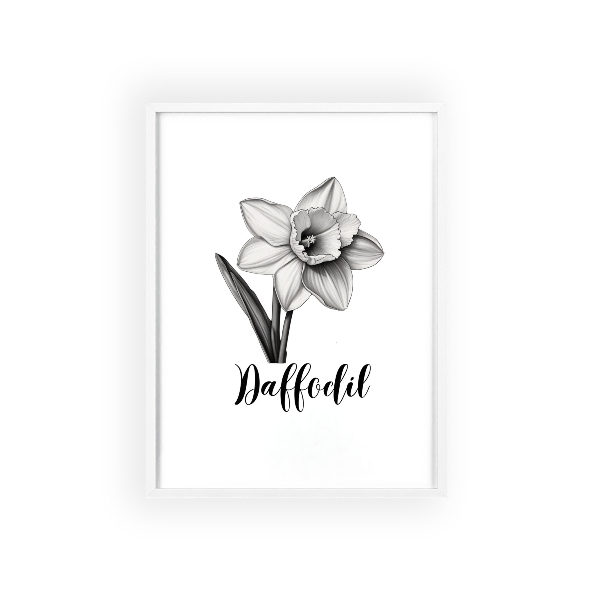 March Daffodil Birth Flower Wall Art, Light Wood Frame Poster Print ...