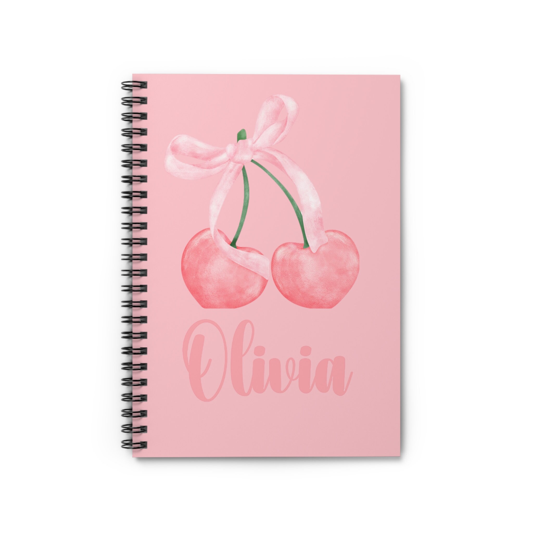 Pink Bow With Cherries Coquette Spiral Notebook Ruled Line - Etsy