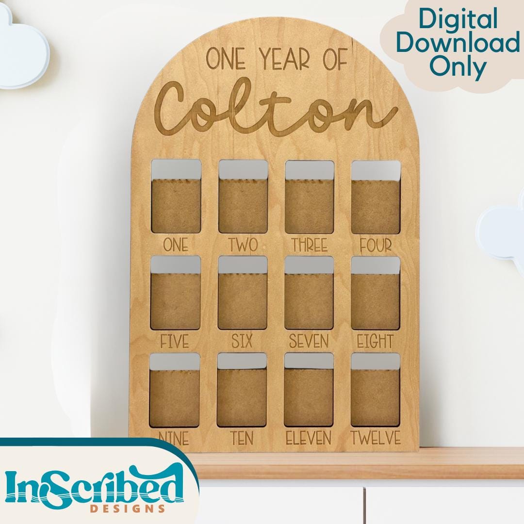 Baby Milestone Frame SVG | First Year Photo Display | Monthly Baby ...