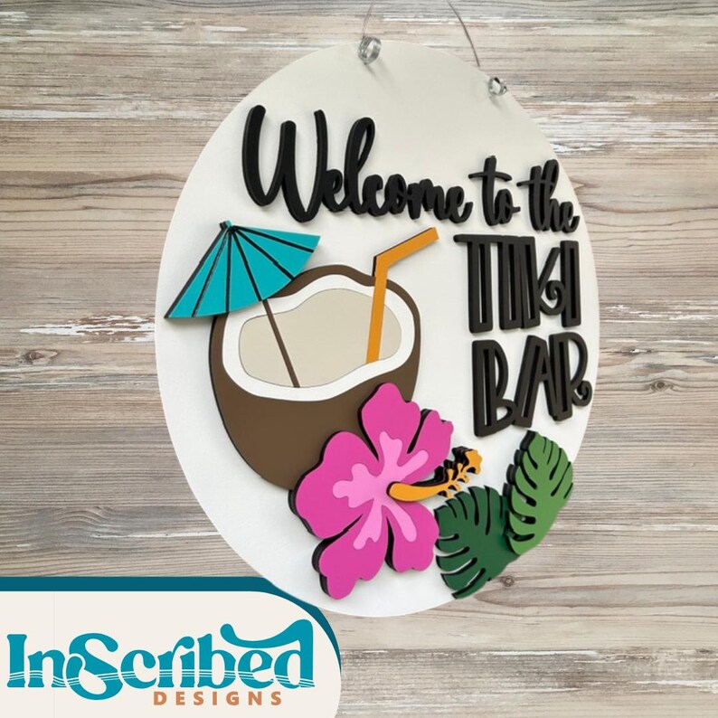 Tiki Bar Welcome Sign SVG: Layered 3D Tropical Decor (digital Download ...