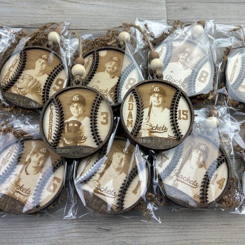 Personalized Baseball Ornament SVG | Photo Engrave Laser File | Senior ...