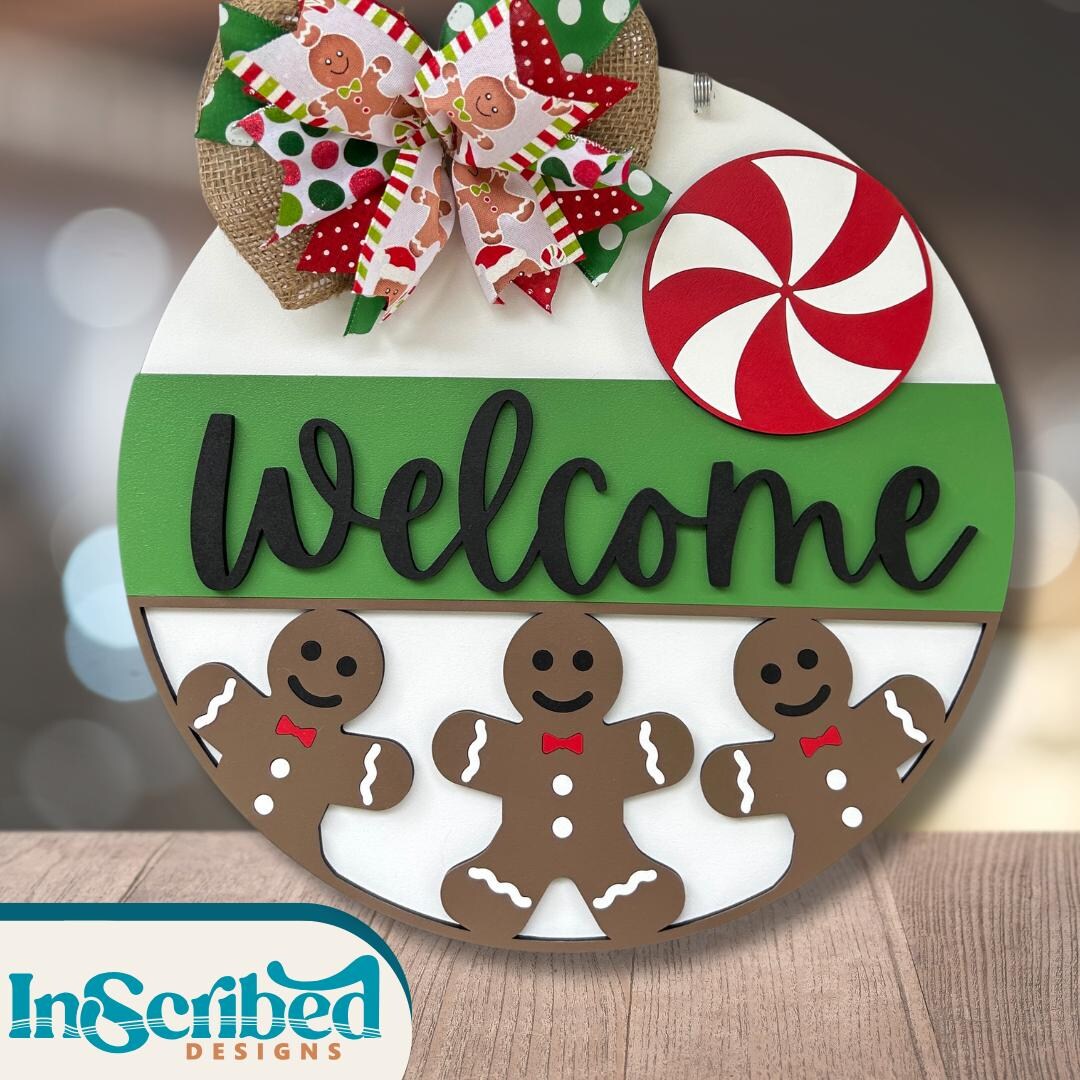Gingerbread Christmas Door Sign SVG: Laser Cut Holiday Porch Decor ...