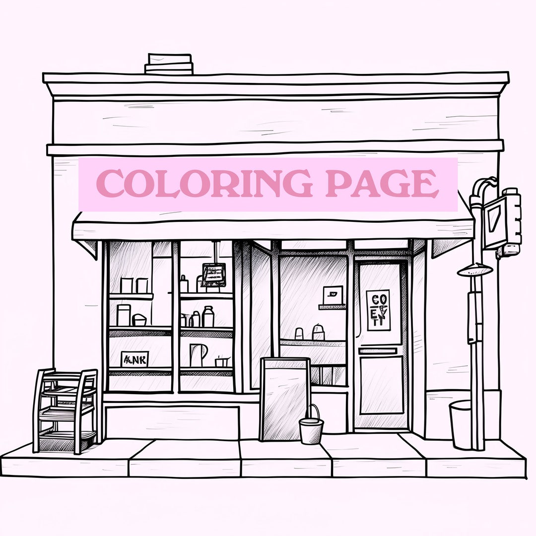 Shop Front Coloring Page Digital Download Coloring Page - Etsy