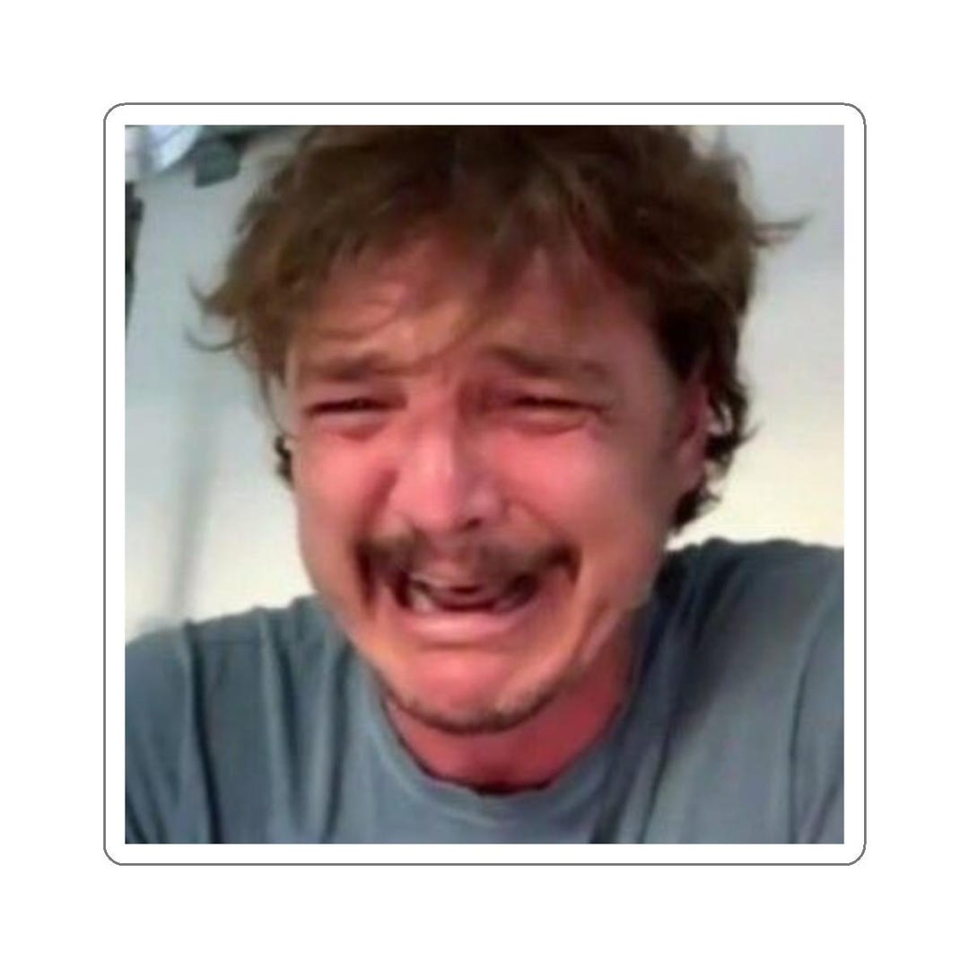 Crying Pedro Pascal Meme Funny Kiss-cut Sticker - Etsy