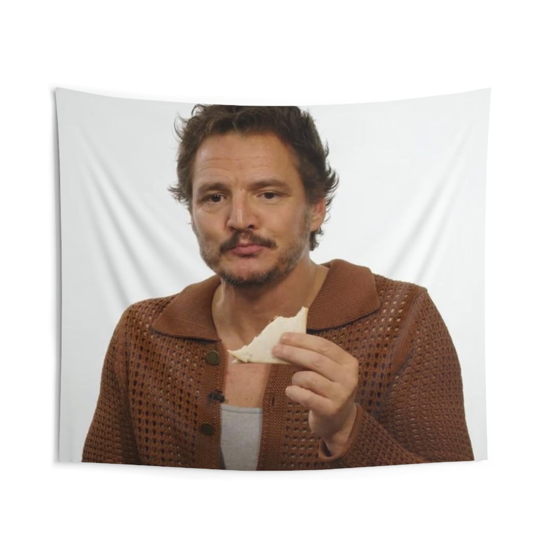 Funny Pedro Pascal Eating Toast Meme Indoor Wall Tapestry, Wall Hanging ...