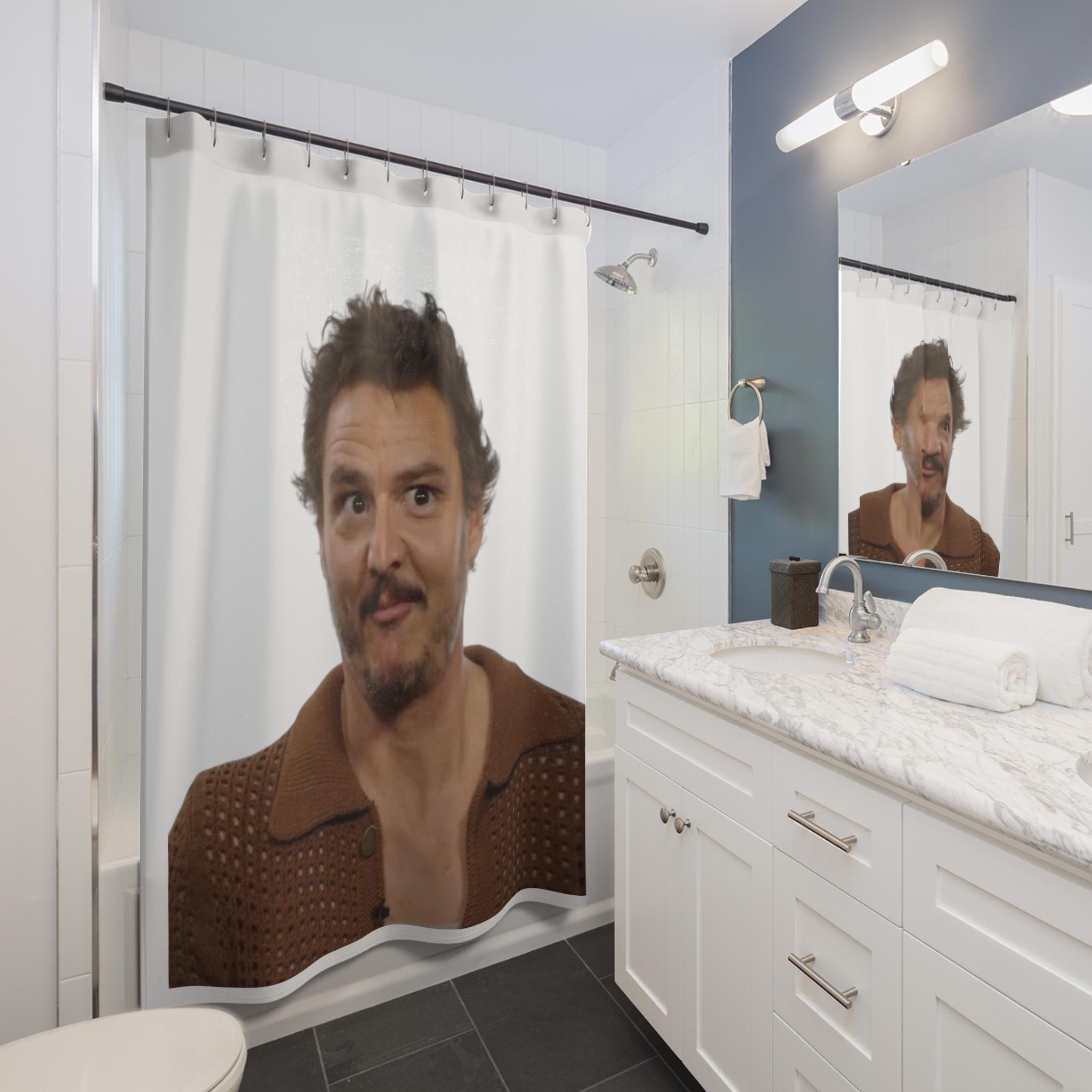 Pedro Pascal Funny Face Meme Shower Curtain - Etsy