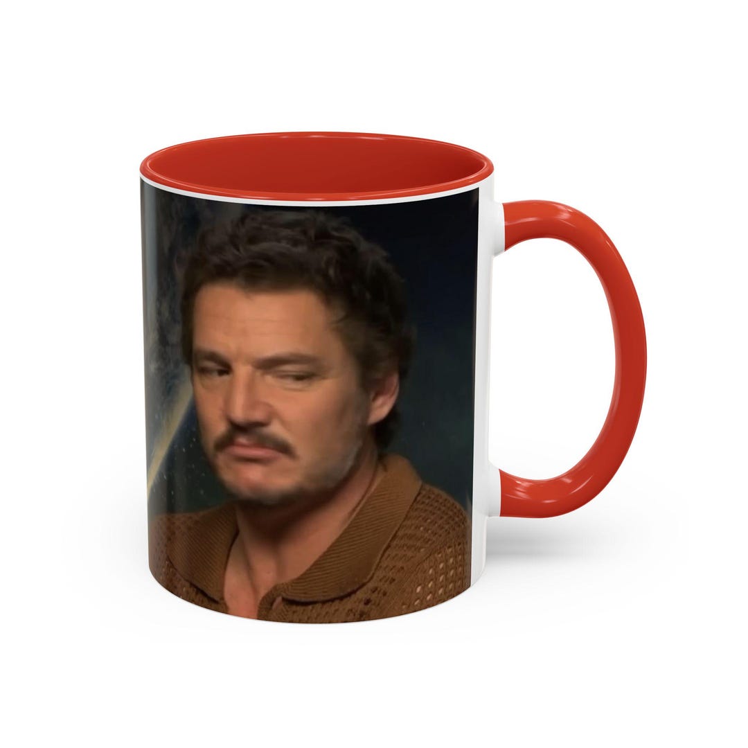 Funny Pedro Pascal Meme Face Coffee Mug, Actor TV Show Gift Cup, Pop ...