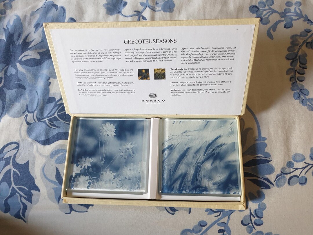 Agreco 2 Artistic Glass Coasters With Spring & Summer Flower Designs in ...