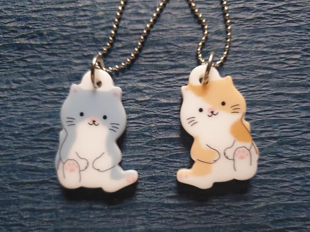 Two Cute Relaxing Cats Charms Magnet Cat Key Chains Kawaii Character ...