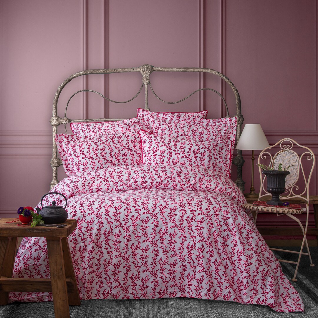 Christmas Pink Red Floral Duvet Cover Sets %100 Cotton Vintage - Etsy