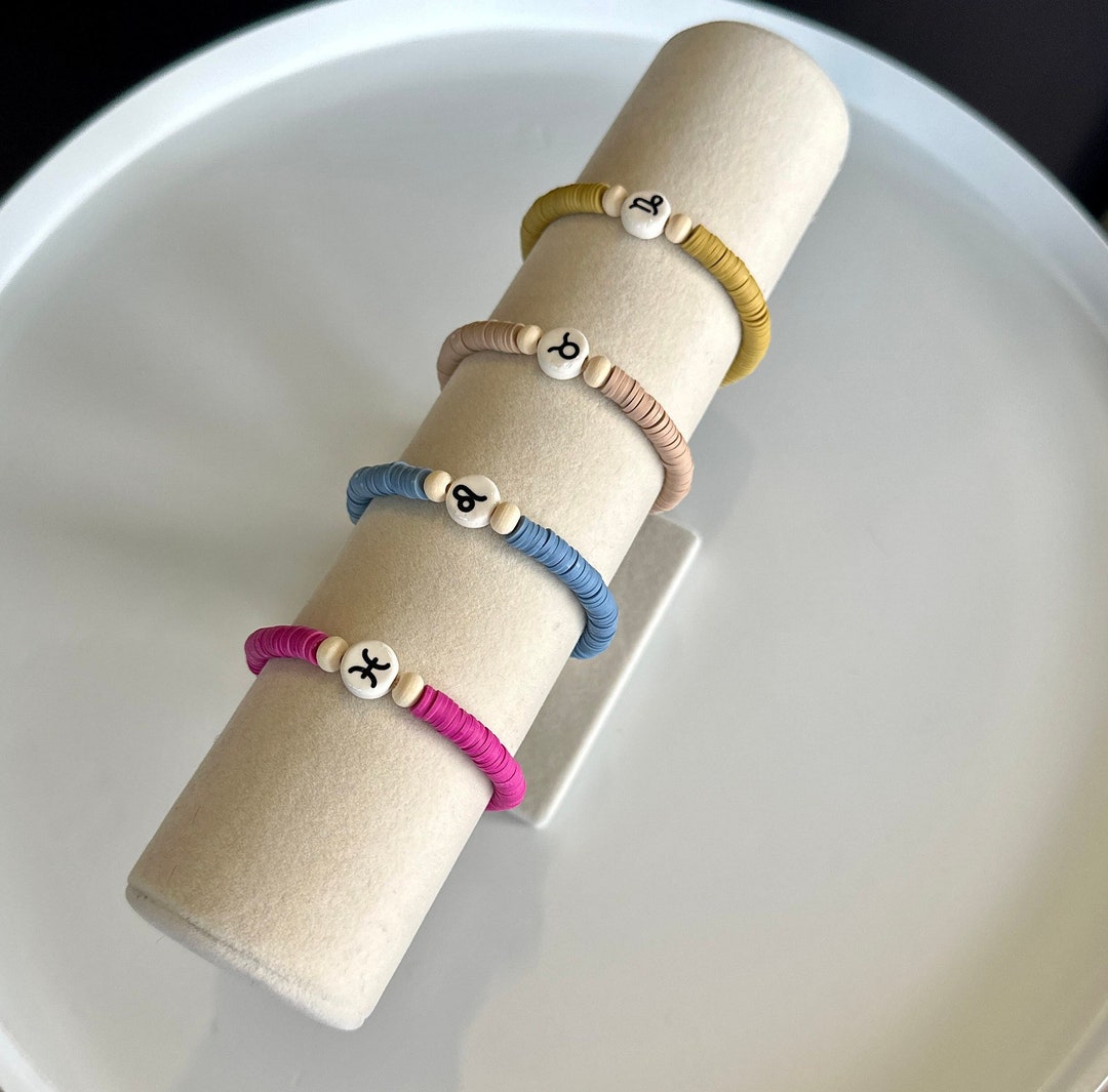Zodiac Sign Clay Bead Bracelet Astrology Bracelet - Etsy