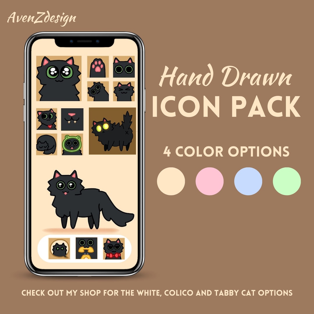 Cute Feral Fluffy Cat Icon Pack - Etsy