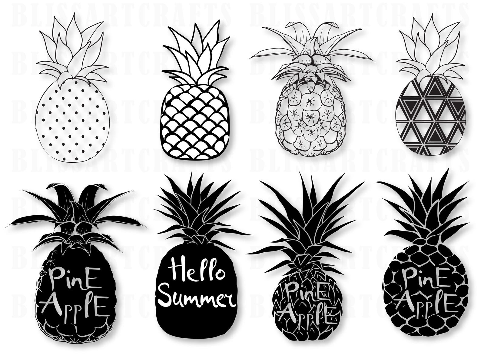 Pineapple SVG Bundle, Pineapple PNG Bundle, Pineapple Clipart, Fruit ...