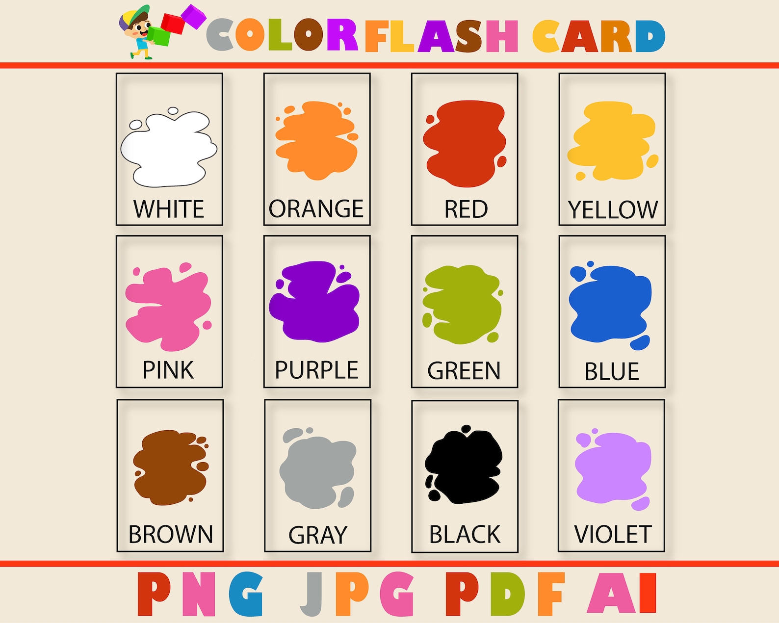 Printable Montessori Colors Flash Cards: Kids Educational Learning ...