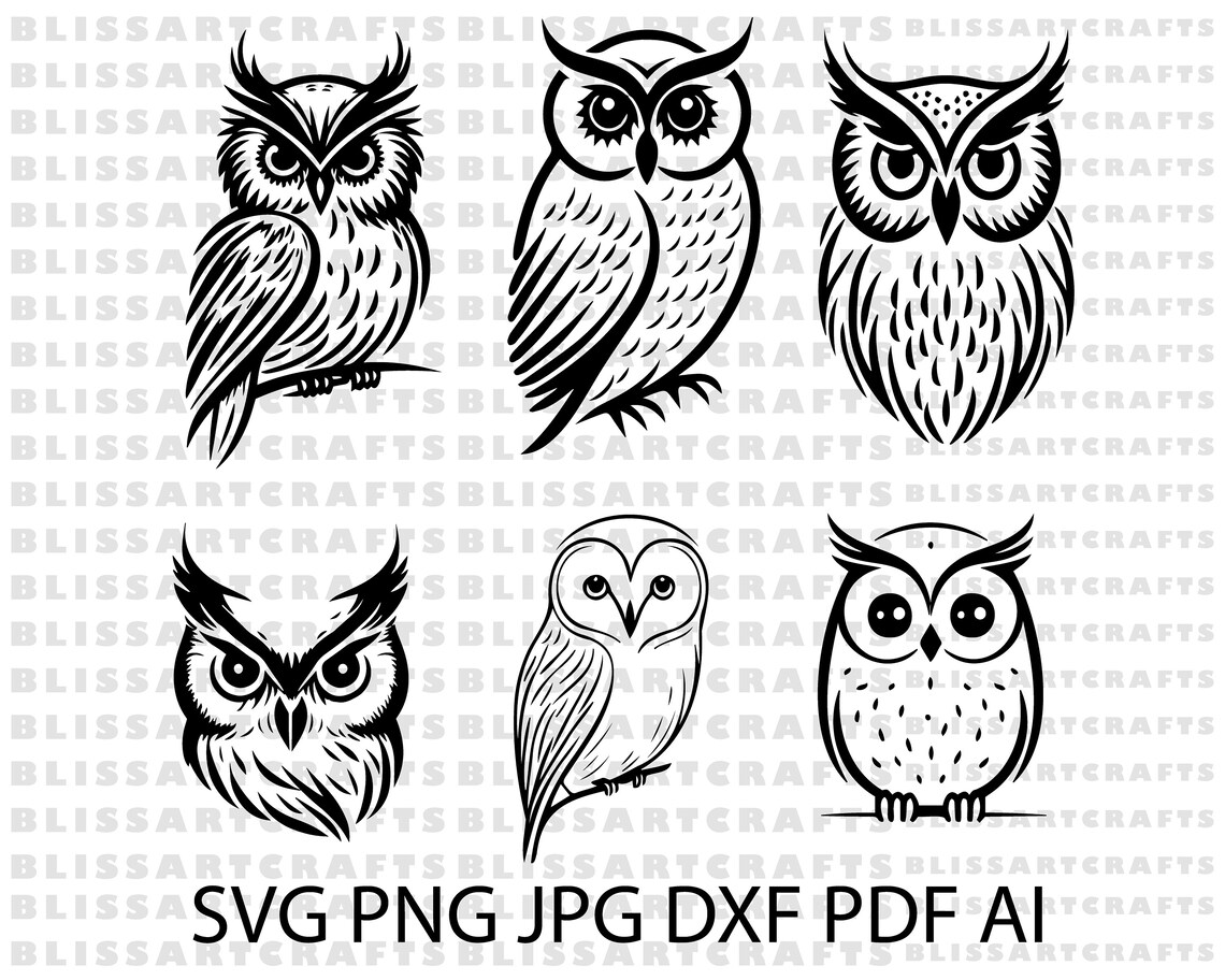 Owl SVG Bundle, Owl SVG, Owl Clipart, Owl PNG, Owl Silhouette, Owl Face ...