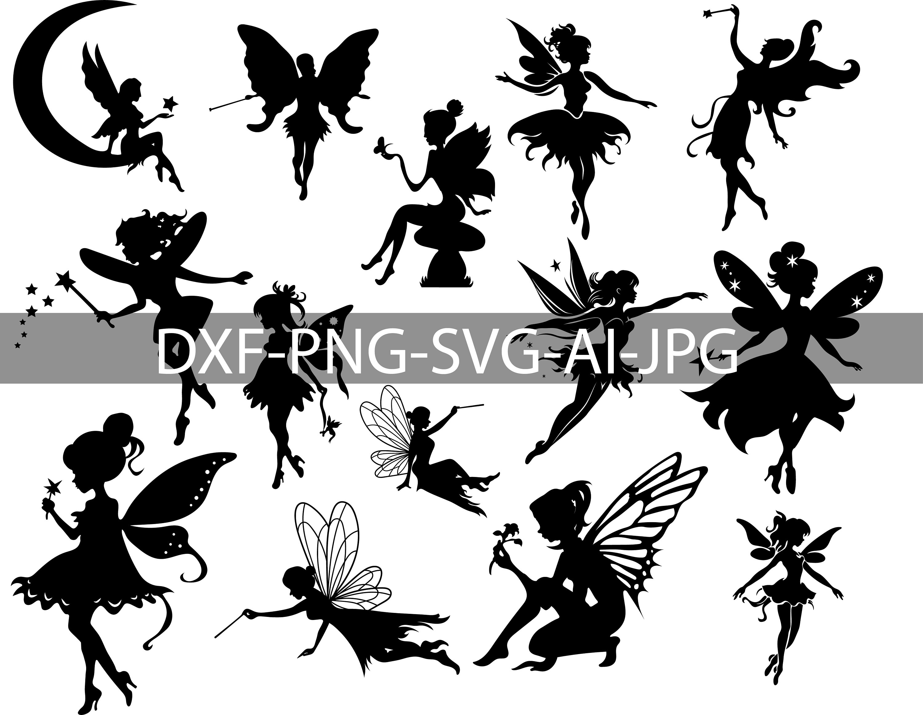 Fairy Silhouette SVG Bundle, Fairy Silhouette Svg,fairy Vector, Fairies ...
