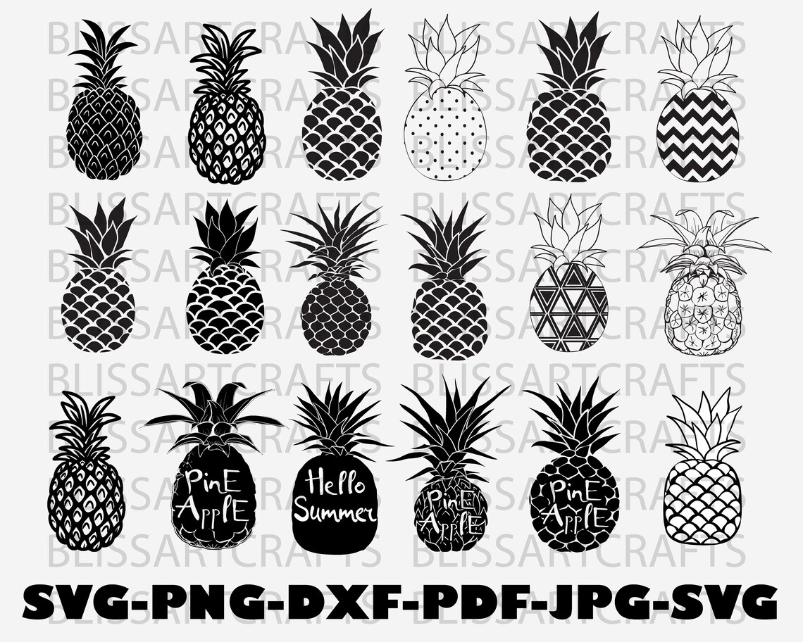 Pineapple SVG Bundle, Pineapple PNG Bundle, Pineapple Clipart, Fruit ...