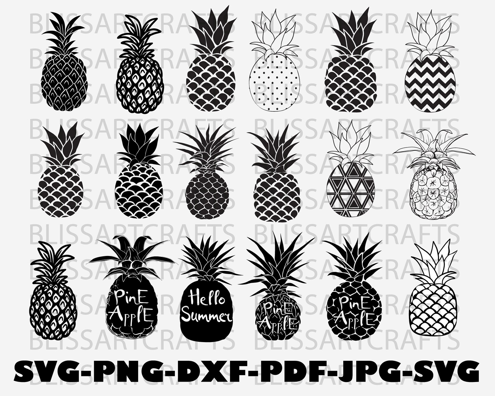 Pineapple SVG Bundle, Pineapple PNG Bundle, Pineapple Clipart, Fruit ...