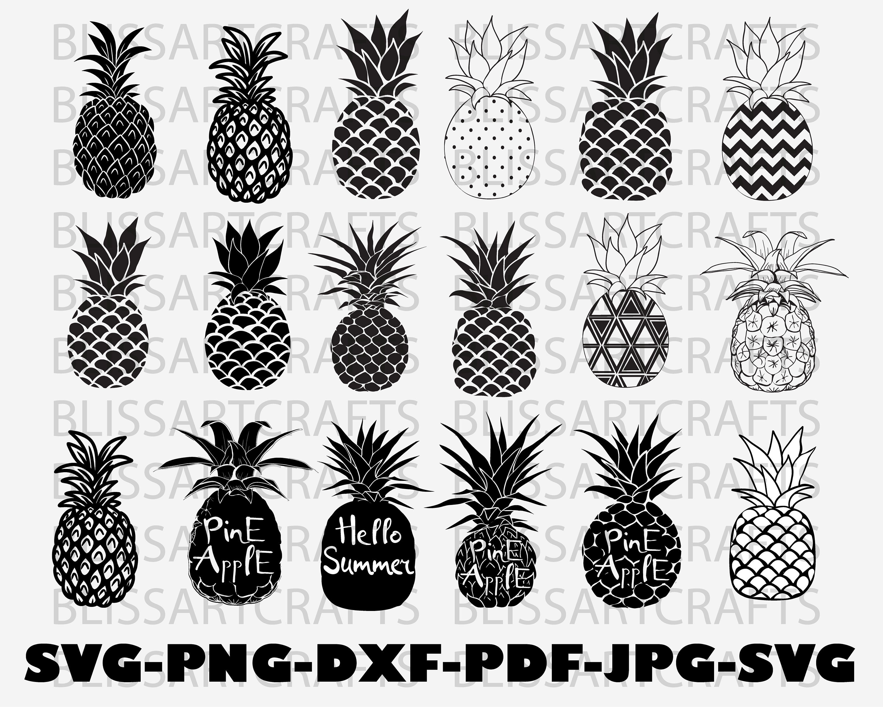 Pineapple SVG Bundle, Pineapple PNG Bundle, Pineapple Clipart, Fruit ...
