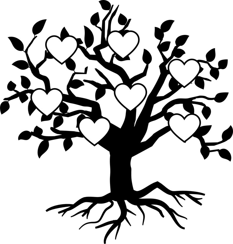 Family Tree Svg 2 to 7 Members, Family Svg, Heart Svg, Family Reunion ...