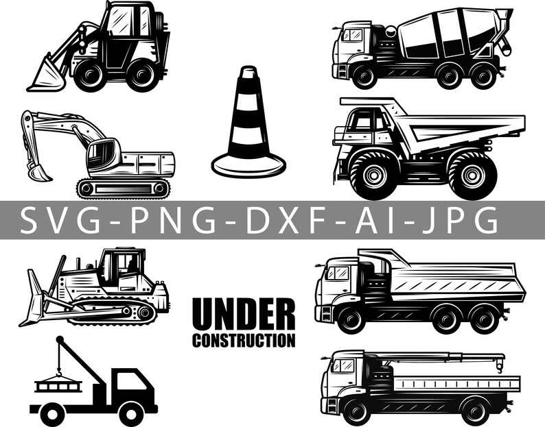 Construction Svg Bundle, Construction Trucks Silhouette SVG Cut Files ...