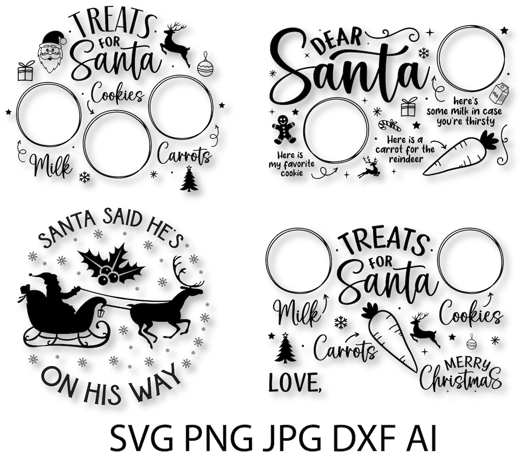 Santa Tray SVG Bundle: Christmas Milk & Cookies Plate (digital Download ...