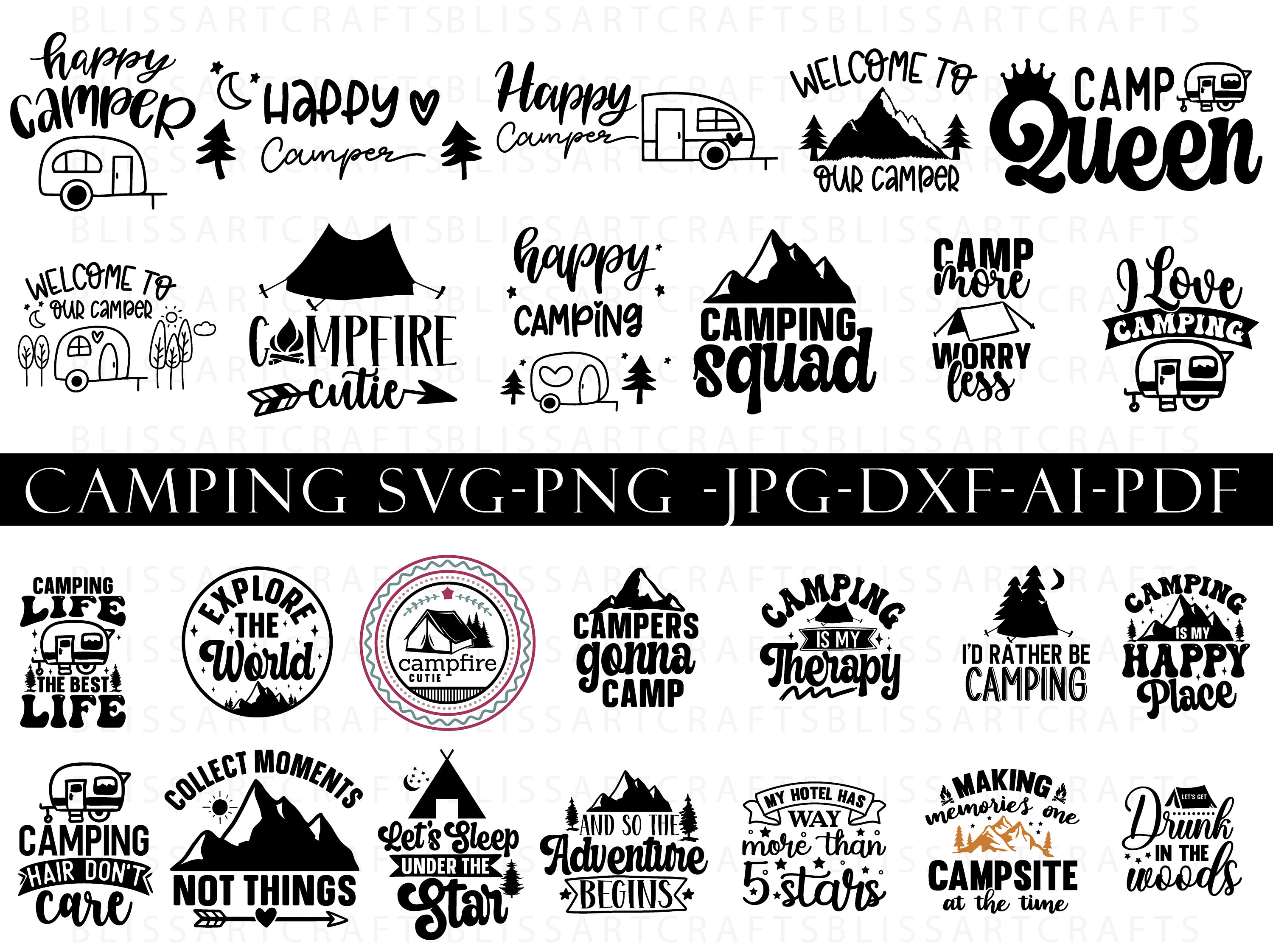Camping SVG Bundle Camping Shirt Designs SVG Files for Cricut ...
