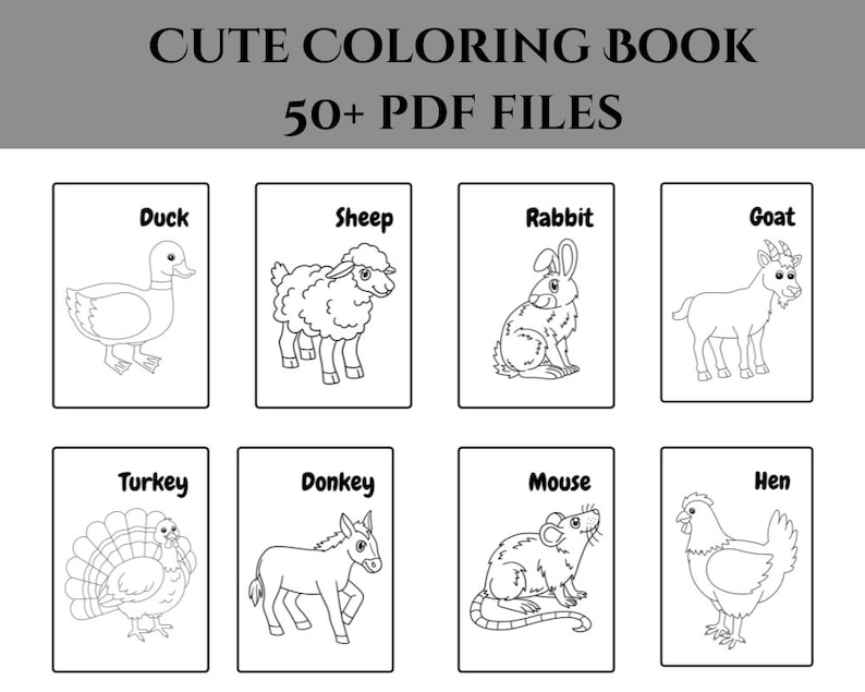Animal Coloring Book Printable Coloring Pages for Kids, Toddlers ...