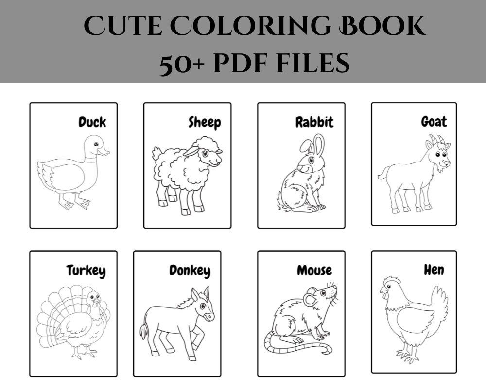 Animal Coloring Book Printable Coloring Pages for Kids, Toddlers ...