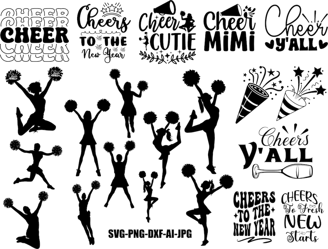 Cheer Svg Bundle, Cheer Silhouette, Cheer Cut File, Cheerleader Svg ...