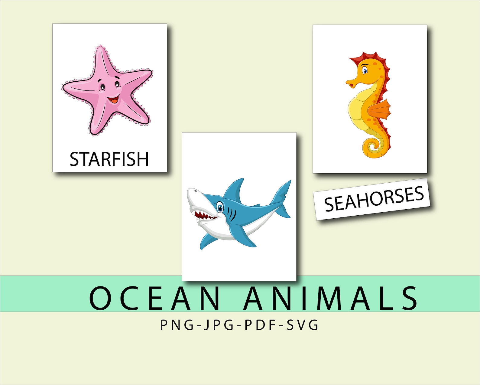 Ocean Animals Flash Cards: Montessori Sea Creatures (digital Download ...