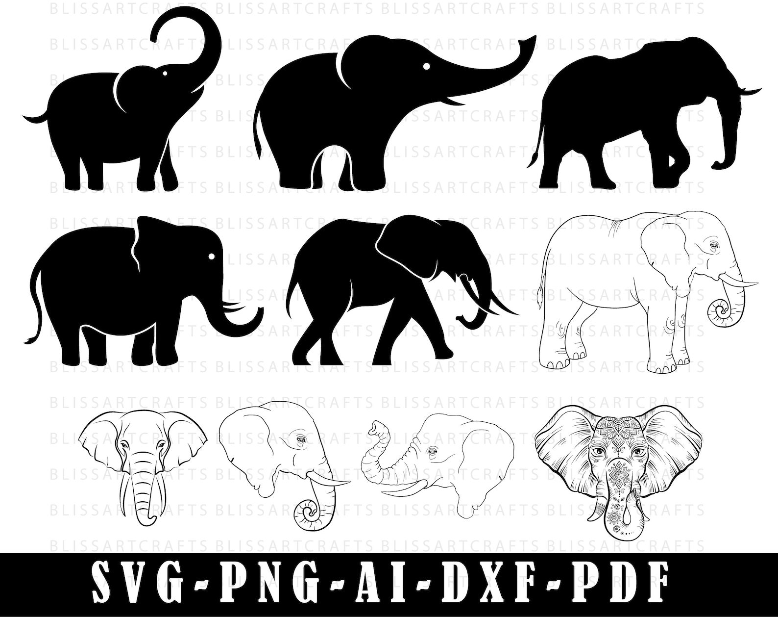 Elephant SVG Bundle, Cute Elephant Svg, Elephant Clipart, Elephant SVG ...