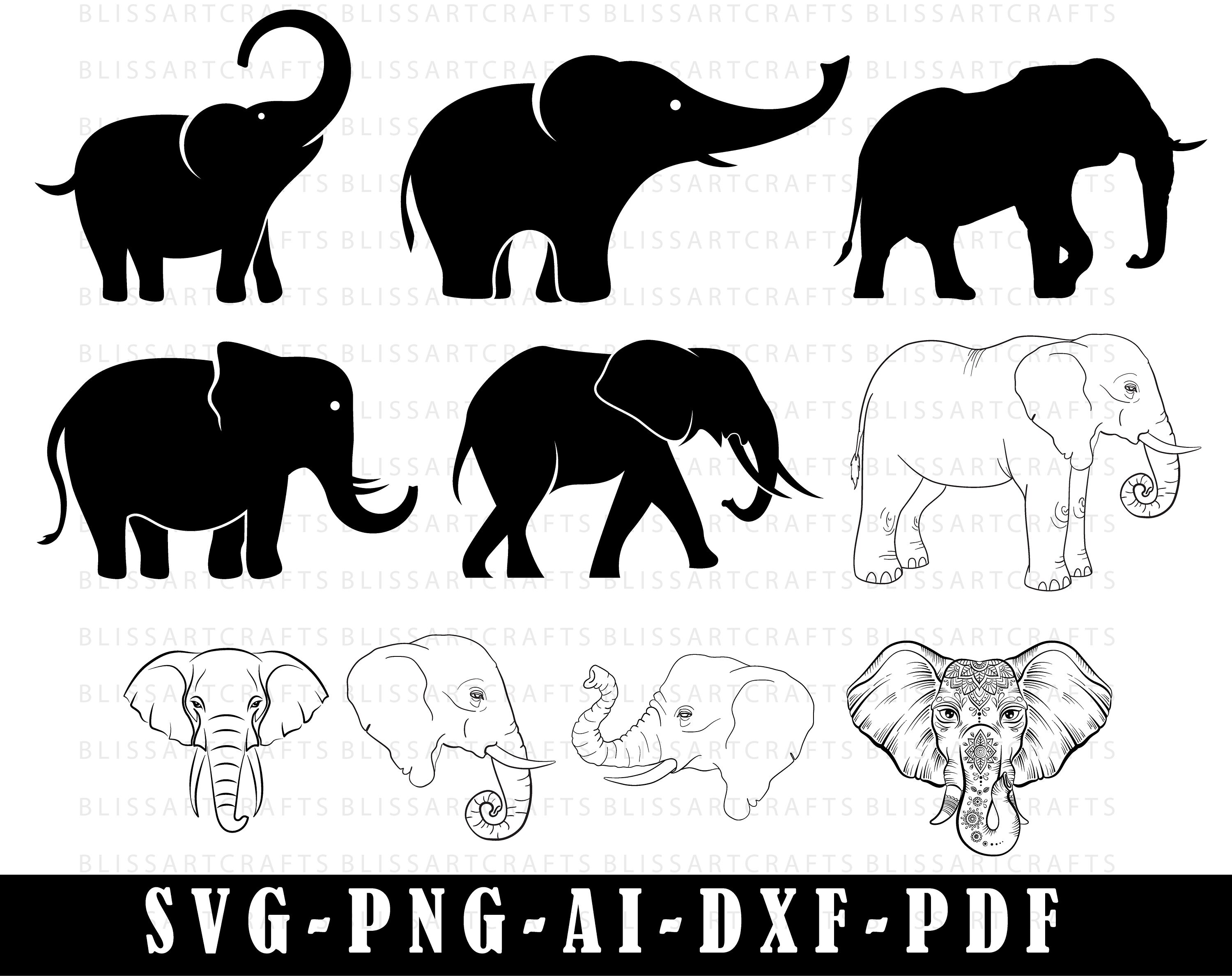 Elephant SVG Bundle, Cute Elephant Svg, Elephant Clipart, Elephant SVG ...