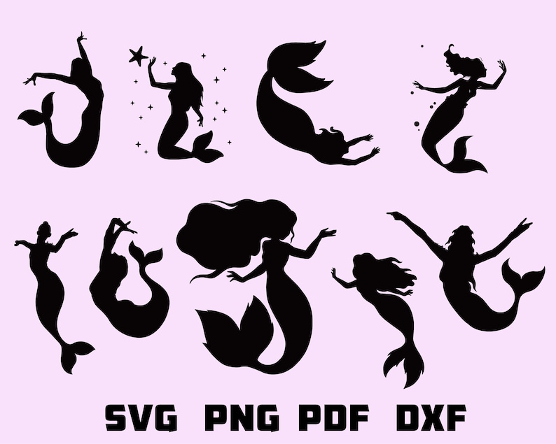 Mermaid Bundle Svg, Mermaids Svg Cute Clipart Cricut, (svg, Png, Dxf ...
