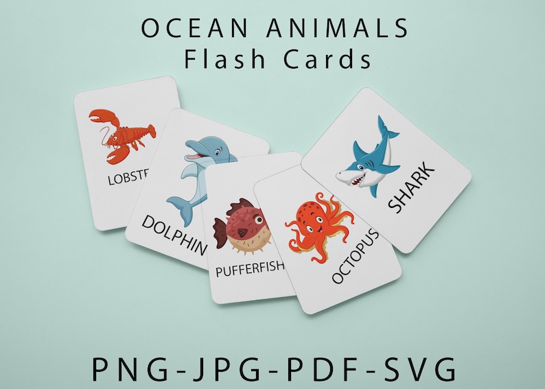 OCEAN ANIMALS, Sea Animal Montessori Cards Flash Cards Printable ...