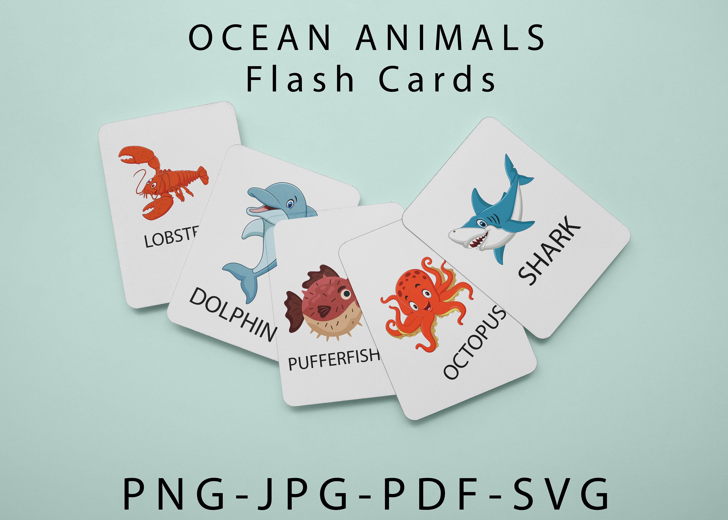 OCEAN ANIMALS, Sea Animal Montessori Cards Flash Cards Printable ...